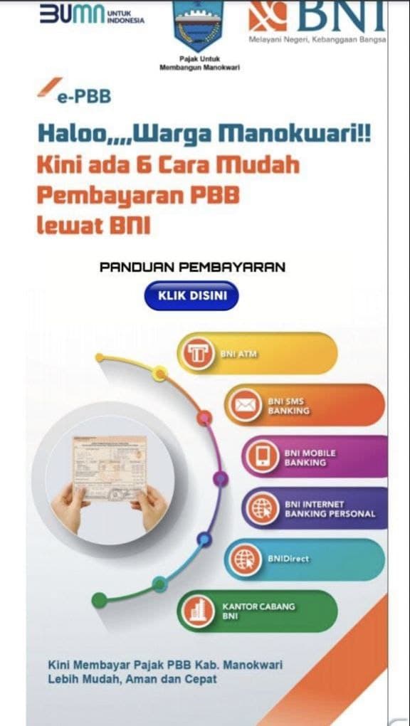IKLAN BNI pembayaran e pbb | Papua Kini